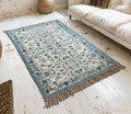 Natural Cotton Digital Print Rug Ethnic Design Blue Floral Pattern 120 ...