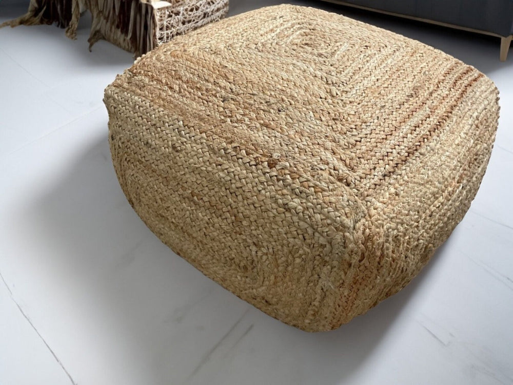 Natural Pouffe | Jute Pouffe | Footstool | Footrest | Pouffe | Seat ...