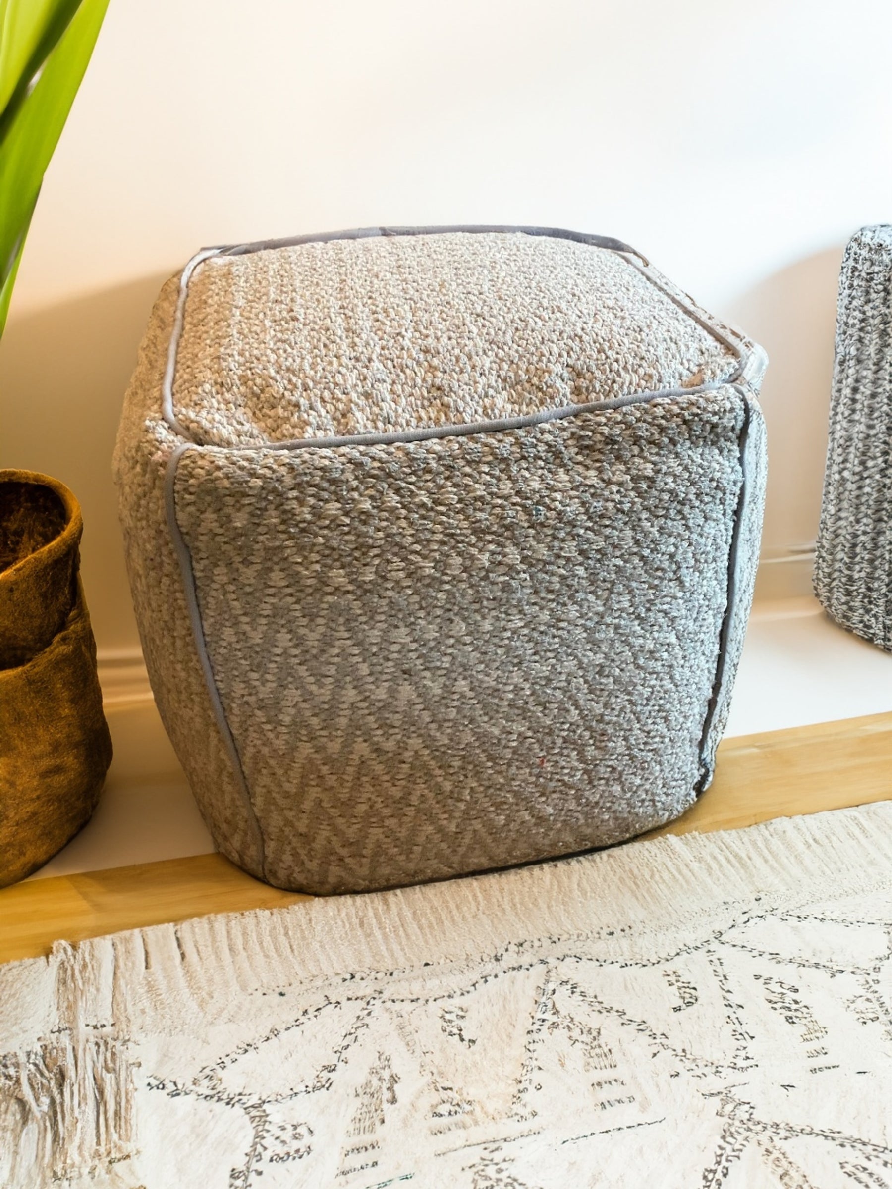 Grey Pouffe | 50 cm x 50 cm | Pouffe | Jute Pouffe | Leg Rest | Seat ...