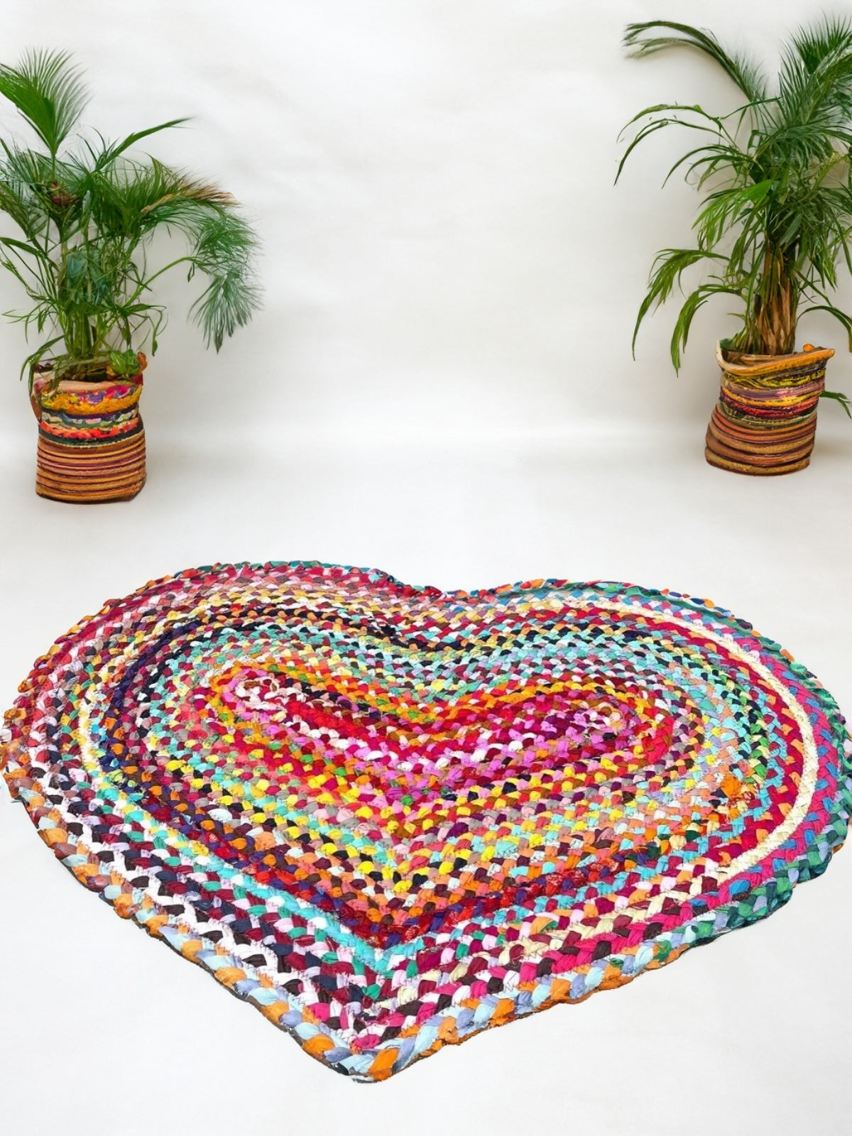 Love Heart Rug Multi Colour Recycled Fabric Second Nature Online