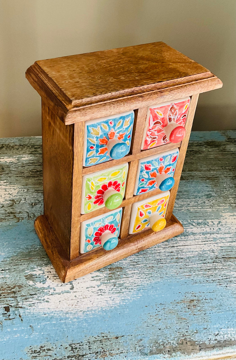 Ceramic Wood Chest | Multi Colour | Jewellery | Trinkets | Gift ...