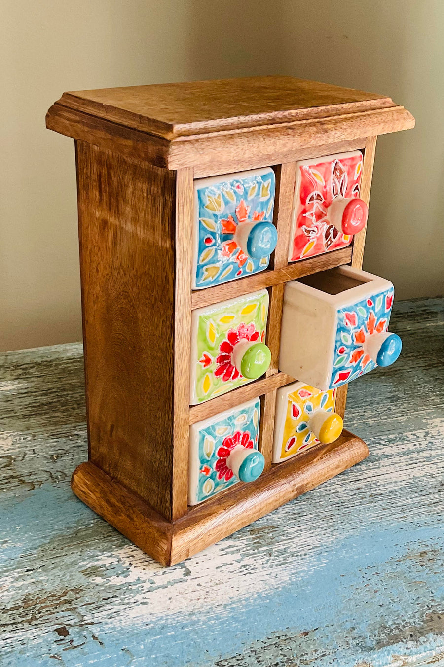 Ceramic Wood Chest | Multi Colour | Jewellery | Trinkets | Gift ...