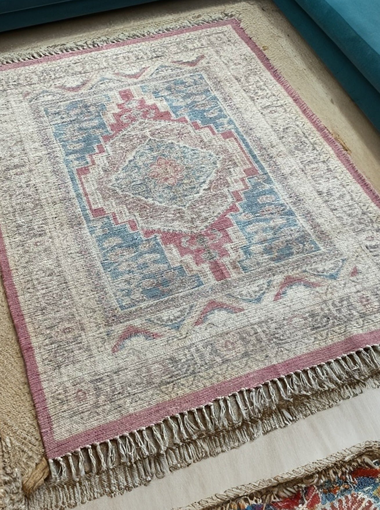 Natural Cotton Geometric Design Digital Print Rug Ethnic Indian Design ...