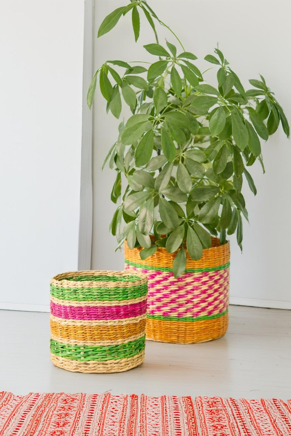 Patterned Seagrass Planter Set | Natural Plant Pots for the Home ...