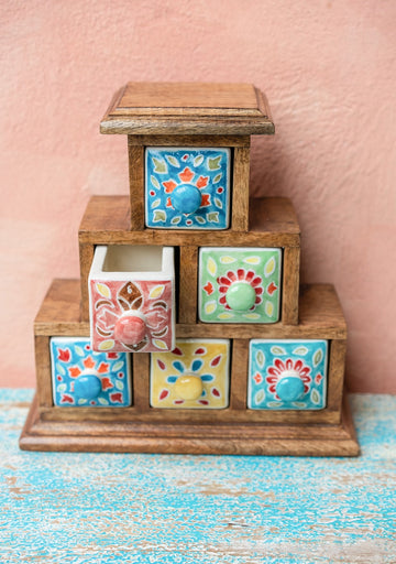 Indian Chest | Jewellery Storage | Trinket Box | Ceramic Drawers ...