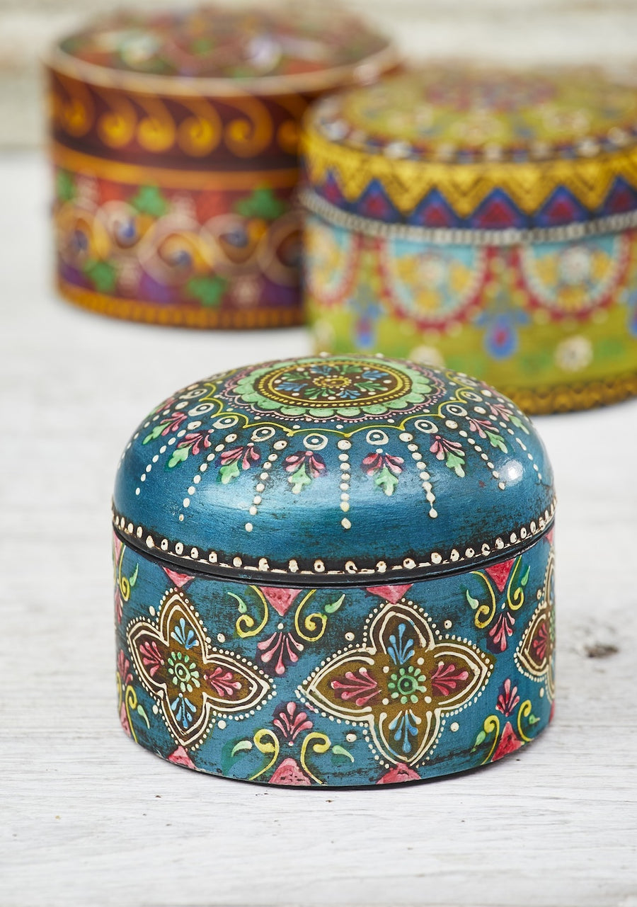 Round Wooden Box | Hand Painted | Indian Crafts | Perfect Gift – Second ...