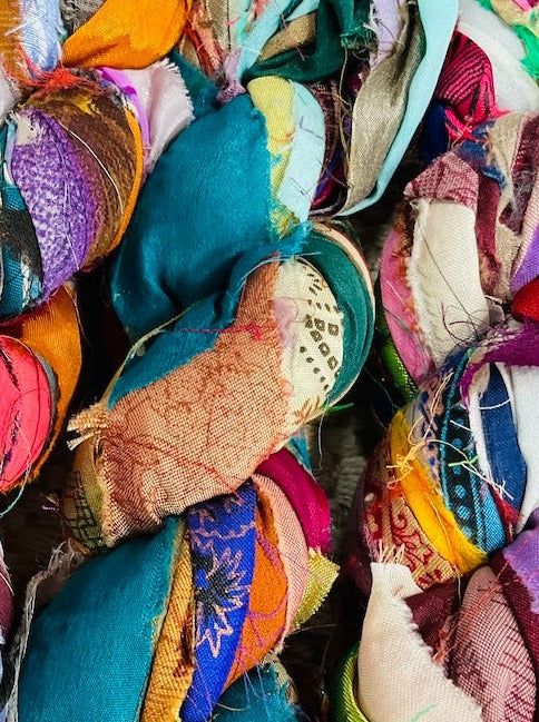 Recycled Ribbon | Multi Colour Sari Yarn | Indian Sari | Craft Project ...