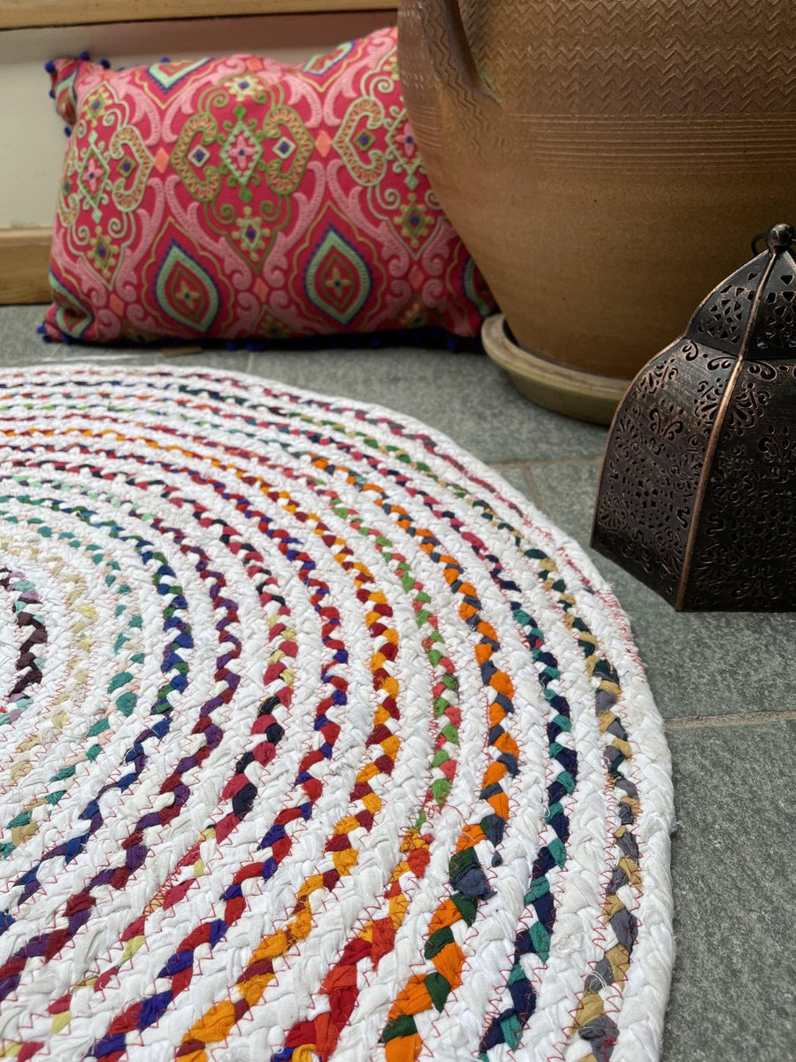 Boho White Rug | Recycled Fabric Rugs in UK | Rag Rug Style – Second ...