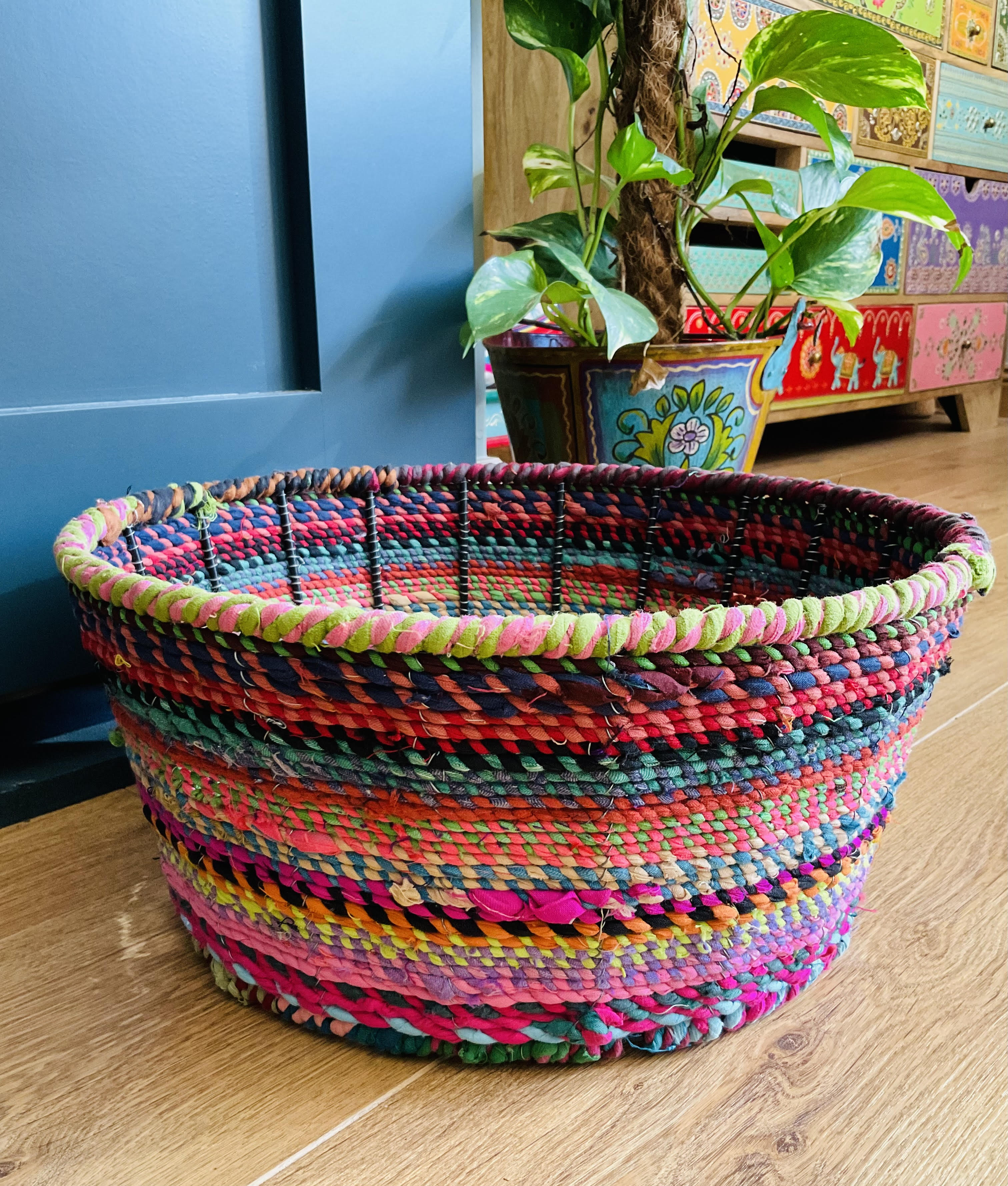 Colourful storage baskets store