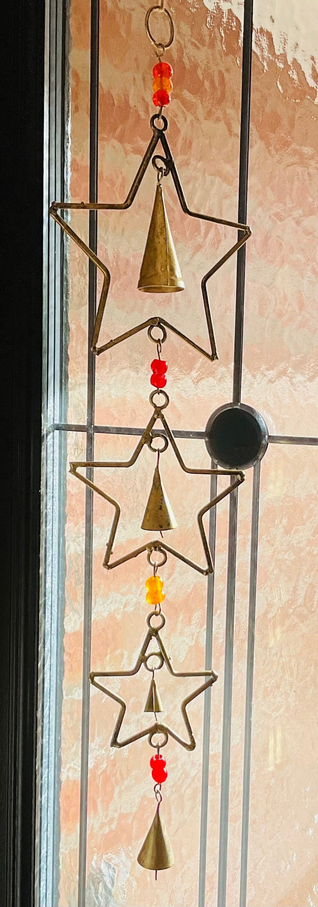 Iron Metal Stars Wind Chime With Glass Beads Home Decor or Garden ...