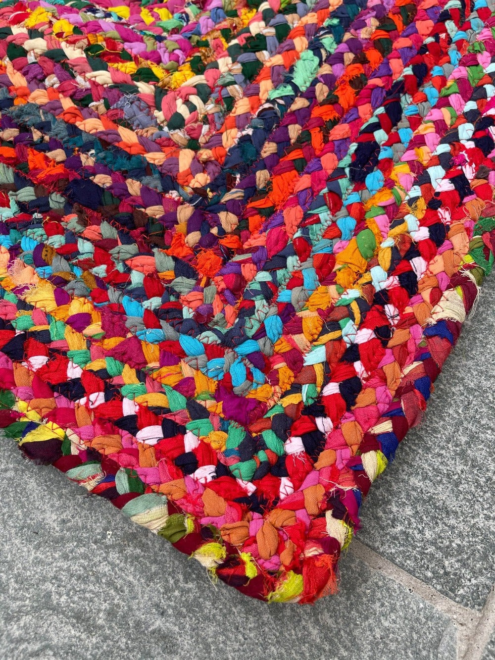 Multi Coloured Rainbow Braided Rug | Camping Rug | Rag Rug – Second ...