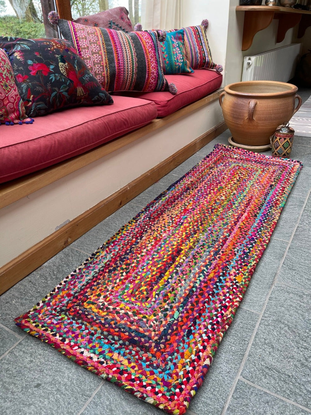 Multi Coloured Rainbow Braided Rug | Camping Rug | Rag Rug – Second ...