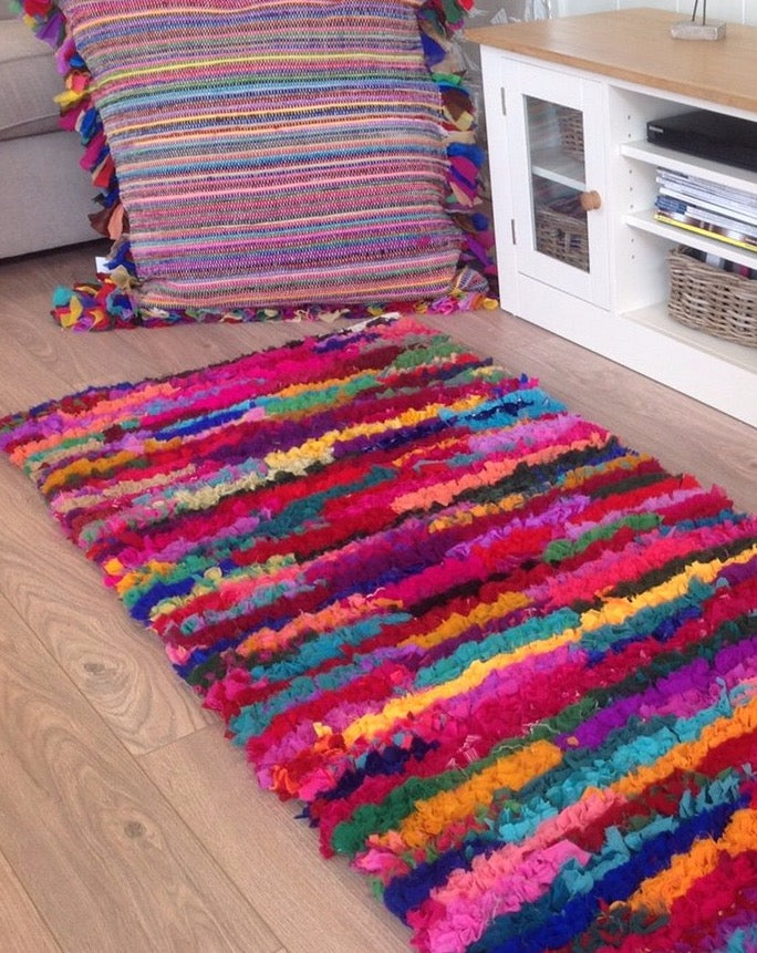 Fluffy Rug | Boho Chic | Multicolour | Second Nature Online